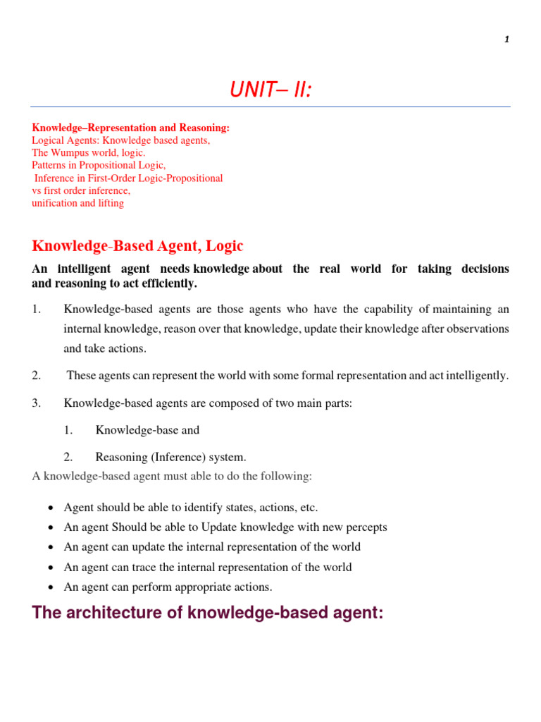 AIML Unit - II | PDF | Proposition | Logic