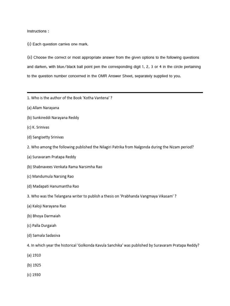 TSPSC Group II 2016 Paper 1 General Studies General Abilities English | PDF | Himalayas