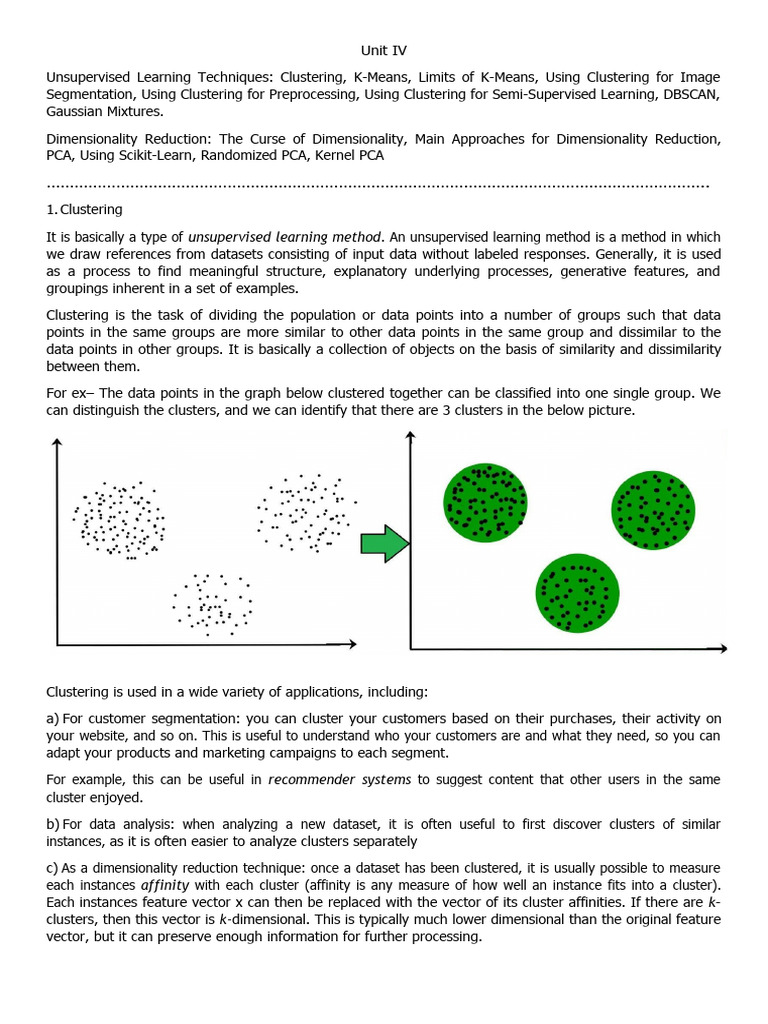 UNIT-IV MATERIAL | PDF | Principal Component Analysis | Cluster Analysis