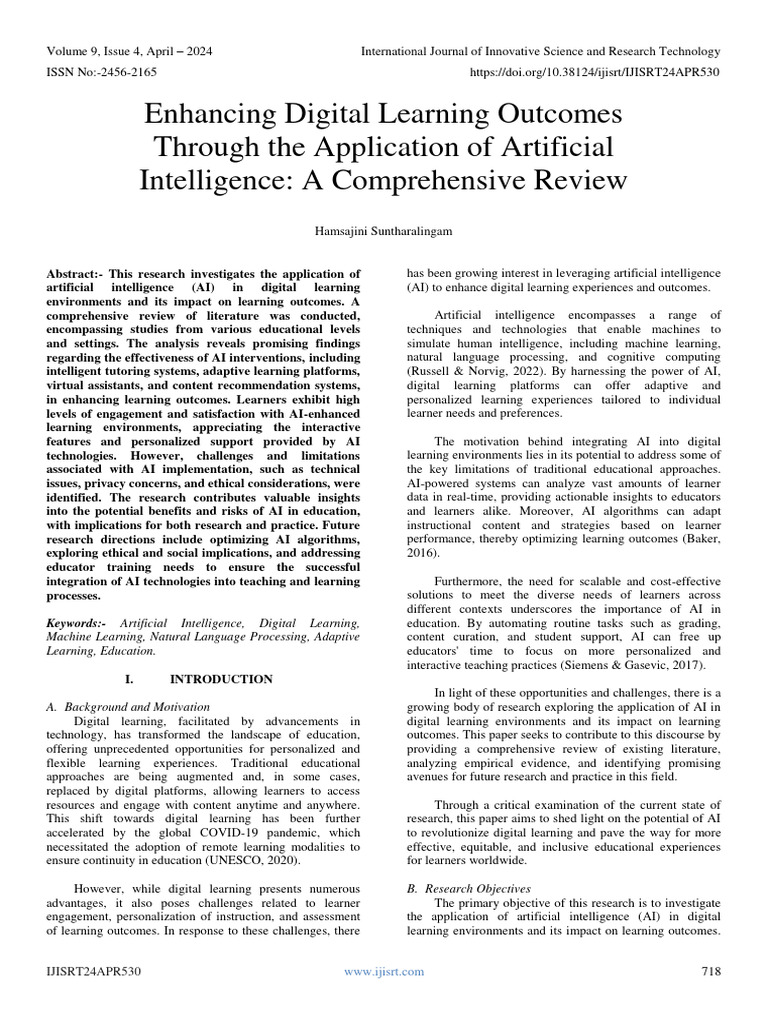 AI's Impact on Digital Learning | PDF | Artificial Intelligence | Intelligence (AI) & Semantics