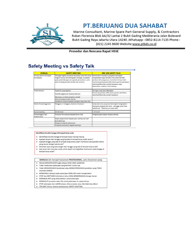 Prosedur Dan Rencana Rapat HSSE | PDF