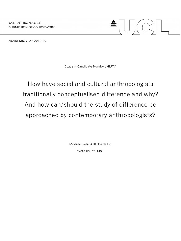 Sample Essay 1 - Difference | PDF | Anthropology | Race (Human Categorization)