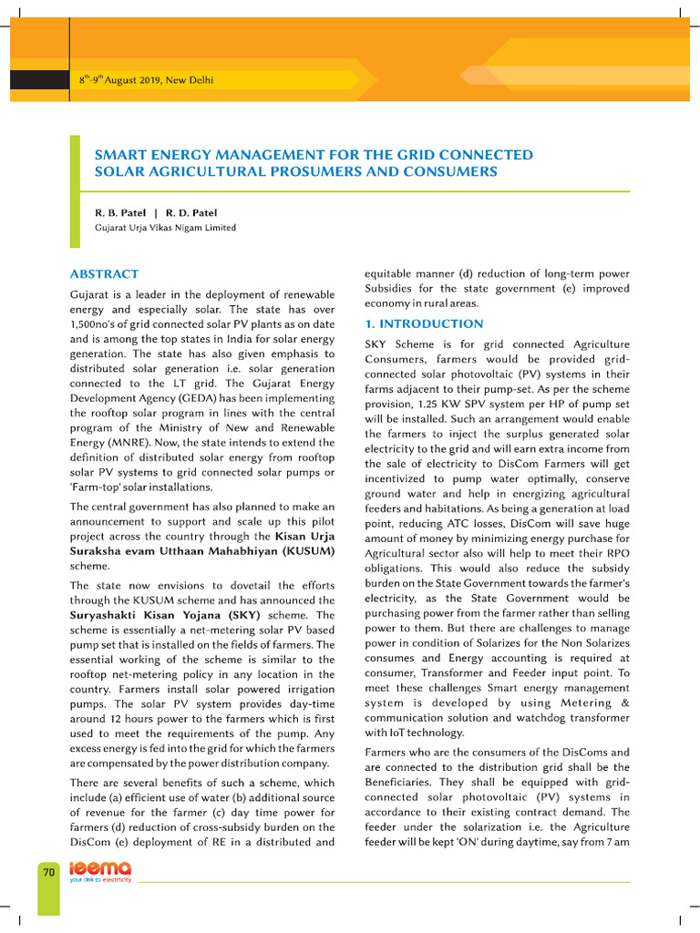 SEM for the Grid Connected Solar Agricultural Grid1 | PDF