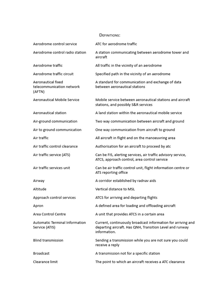 Aerodrome and Air Traffic Control Terms | PDF | Air Traffic Control ...