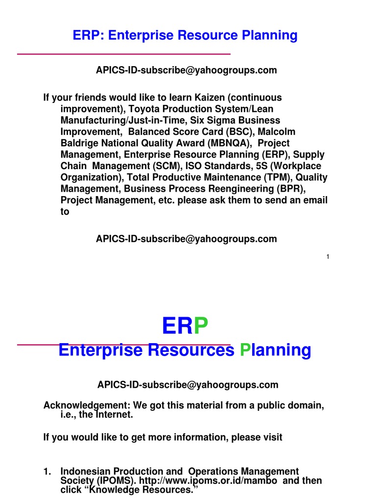 ERP - Enterprise Resource Planning | PDF | Enterprise Resource Planning ...