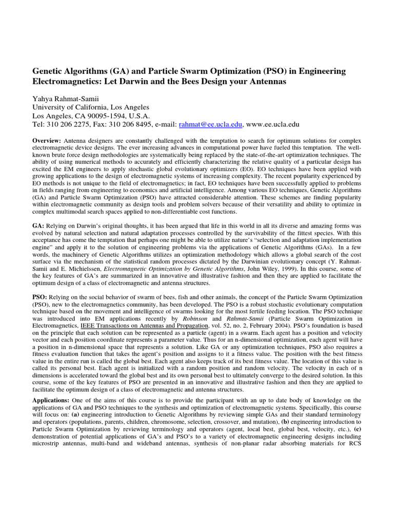 GA and PSO | PDF | Mathematical Optimization | Genetic Algorithm