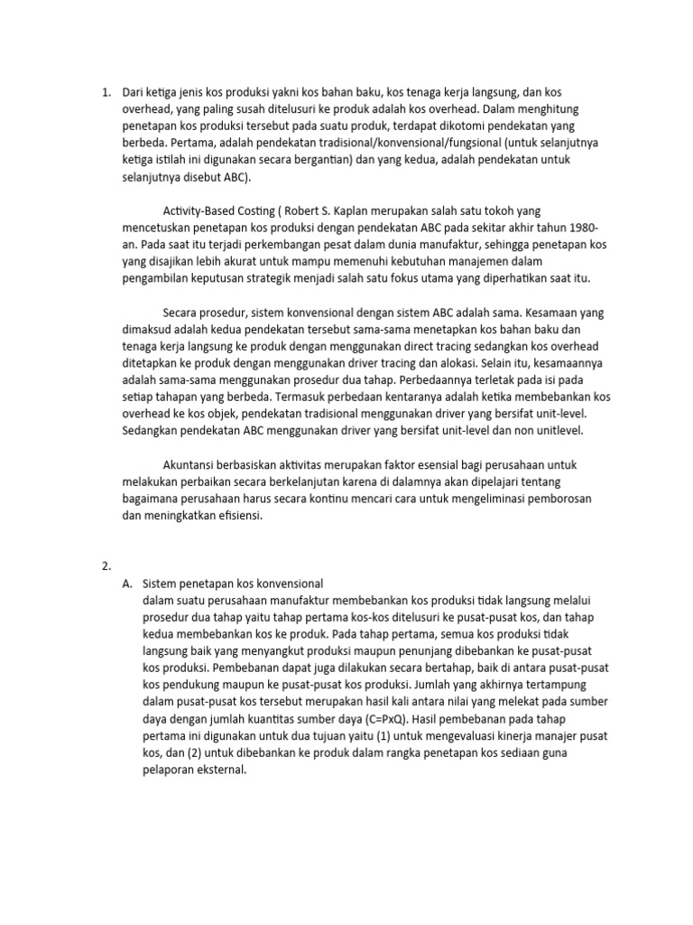 Dari Ketiga Jenis Kos Produksi Yakni Kos Bahan Baku | PDF