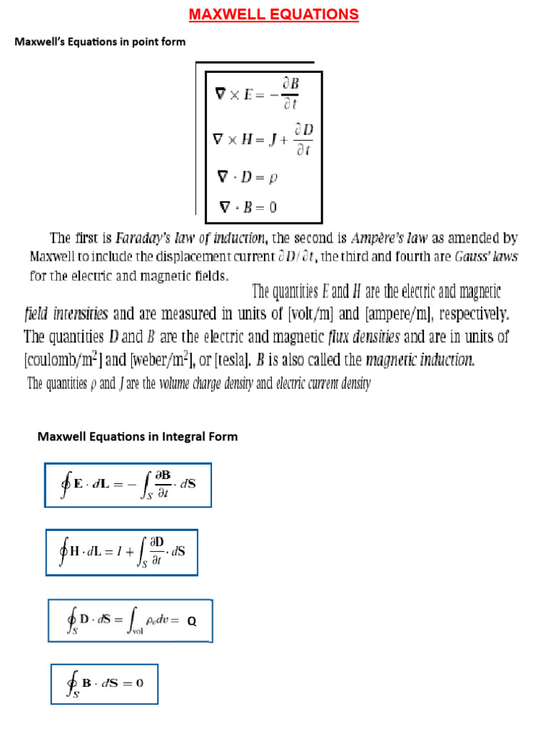 Maxwell Equations, Wave Sol and Poyting Vector | PDF | Flux | Waves