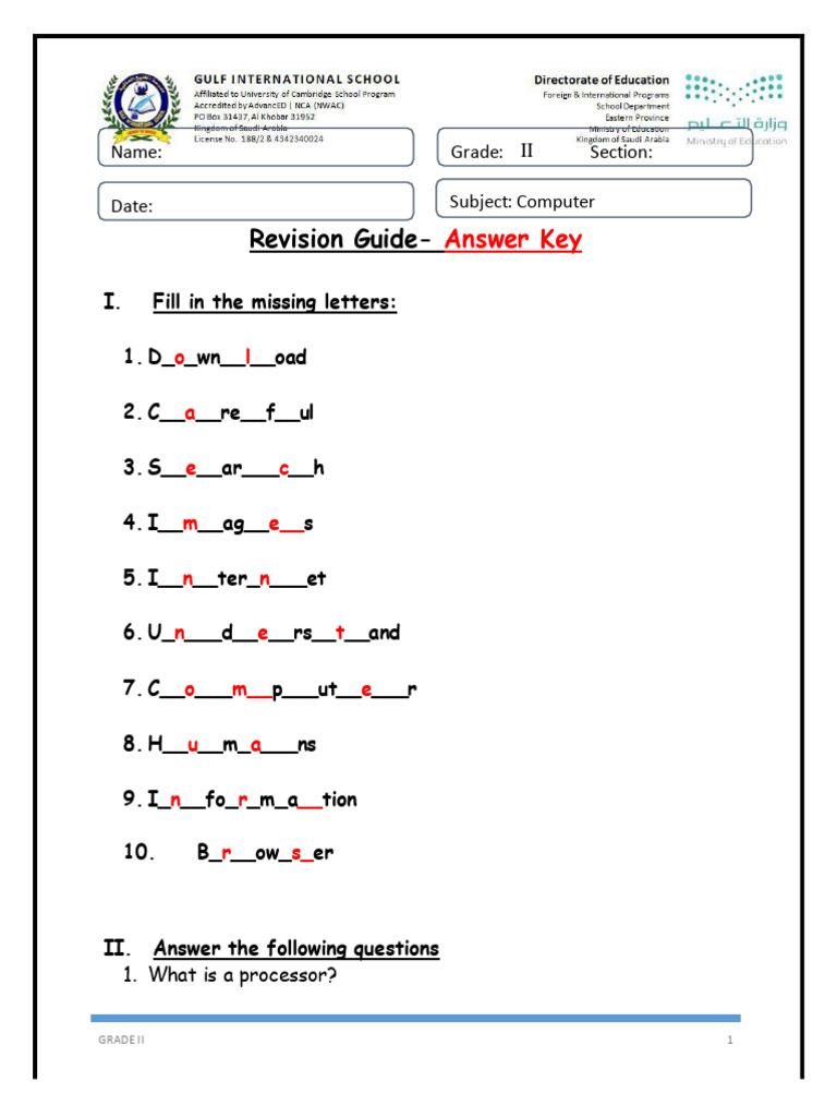 G2-Practice Worksheet-Answer Key | PDF | Internet | Computer Keyboard