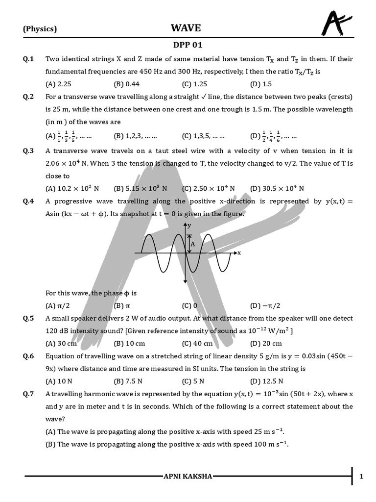 Sheet - 01 - Waves | Download Free PDF | Waves | Physical Phenomena