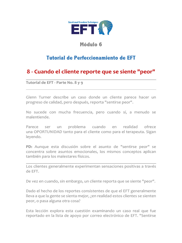 EFT: Cuando el Cliente Se Siente Peor | PDF