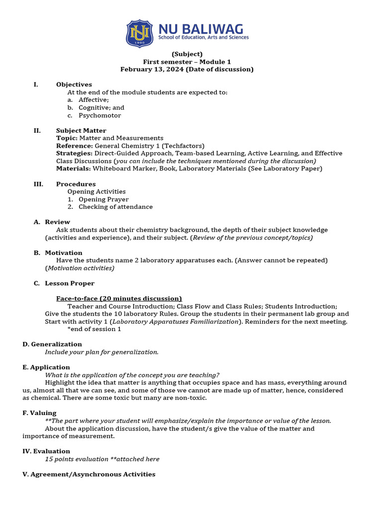 EDUCP01X - Lesson Plan | Download Free PDF | Learning | Laboratories