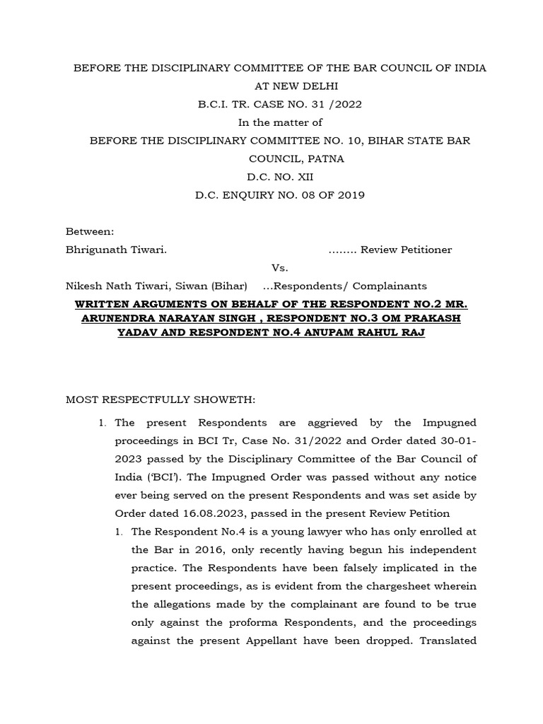 Written Arguments by R4 and R2 | PDF | Lawsuit | Complaint