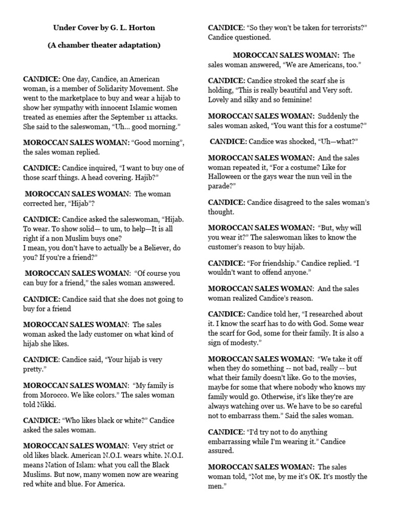 UNDER COVER-chamber-theater-script | PDF | Hijab