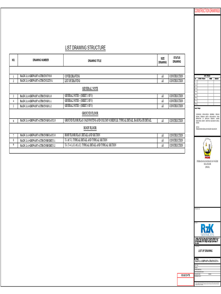 Construction Drawing SK Parit 6 (Untuk Rujukan PKNS) (15.3.2024) | PDF