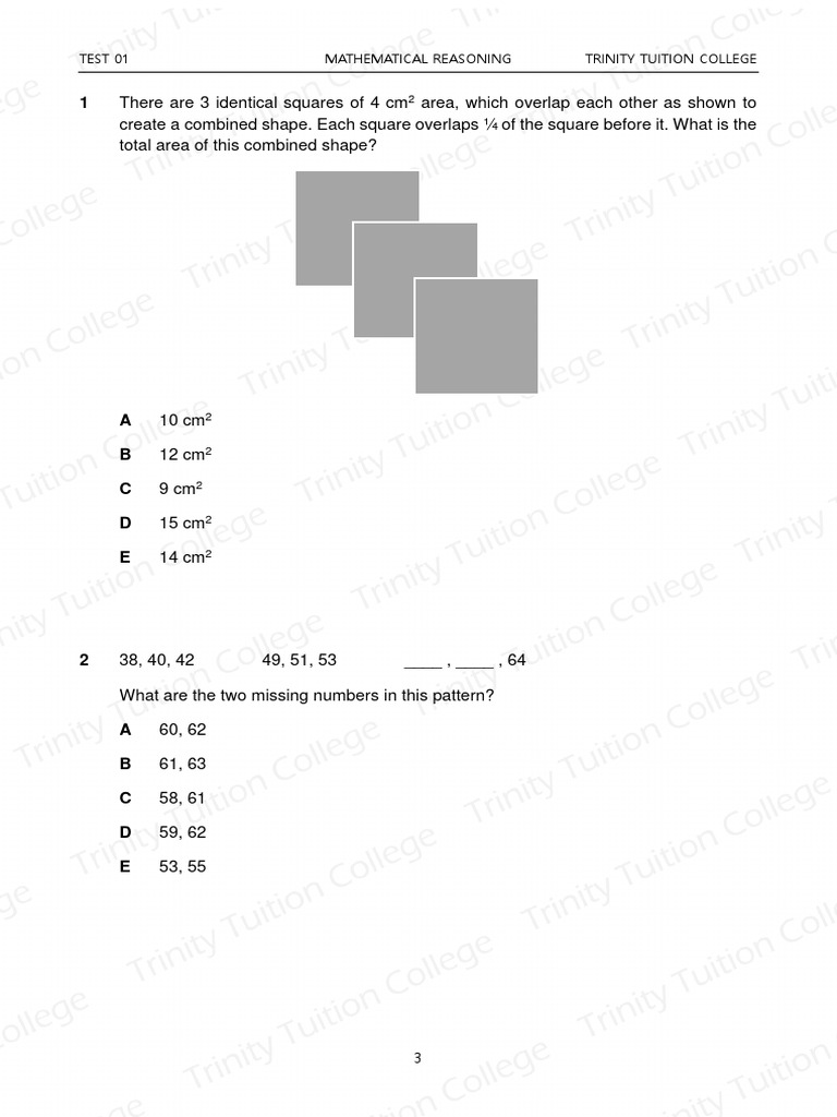 OC Mathematics Test01 | PDF | Rectangle | Area