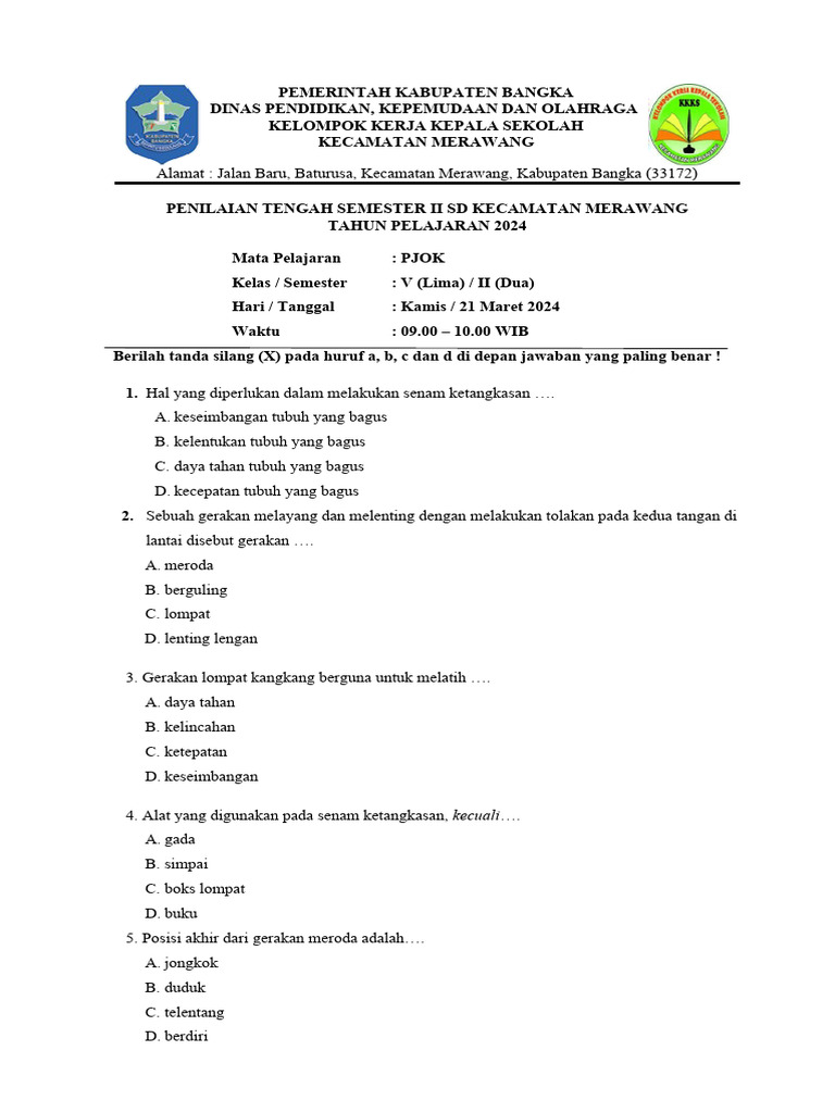 Soal Kls 5 2023 | PDF