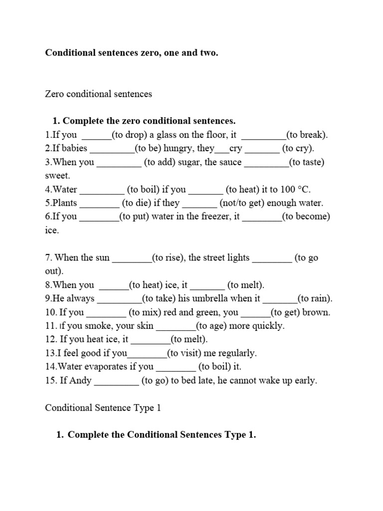 Conditional Sentences Type 1 or Type 2 | PDF