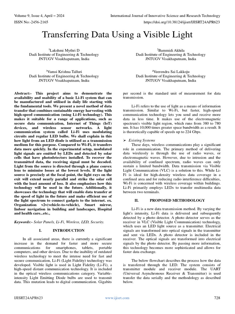 Transferring Data Using a Visible Light | PDF | Radio | Light Emitting ...