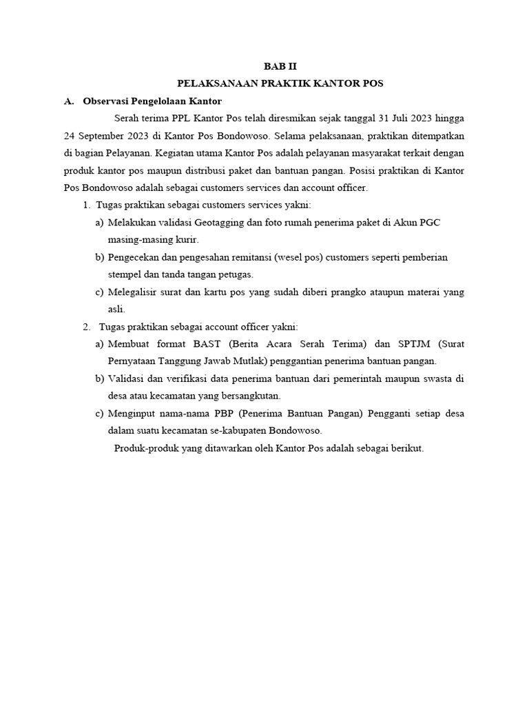 Bab II Laporann (Otw) | PDF