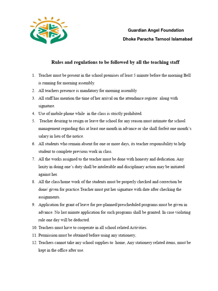 Teacher Rules and Regulations Guide | PDF | Justice | Crime & Violence