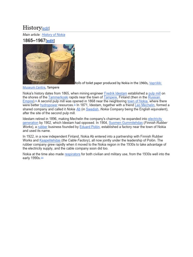 History of Nokia | PDF | Nokia