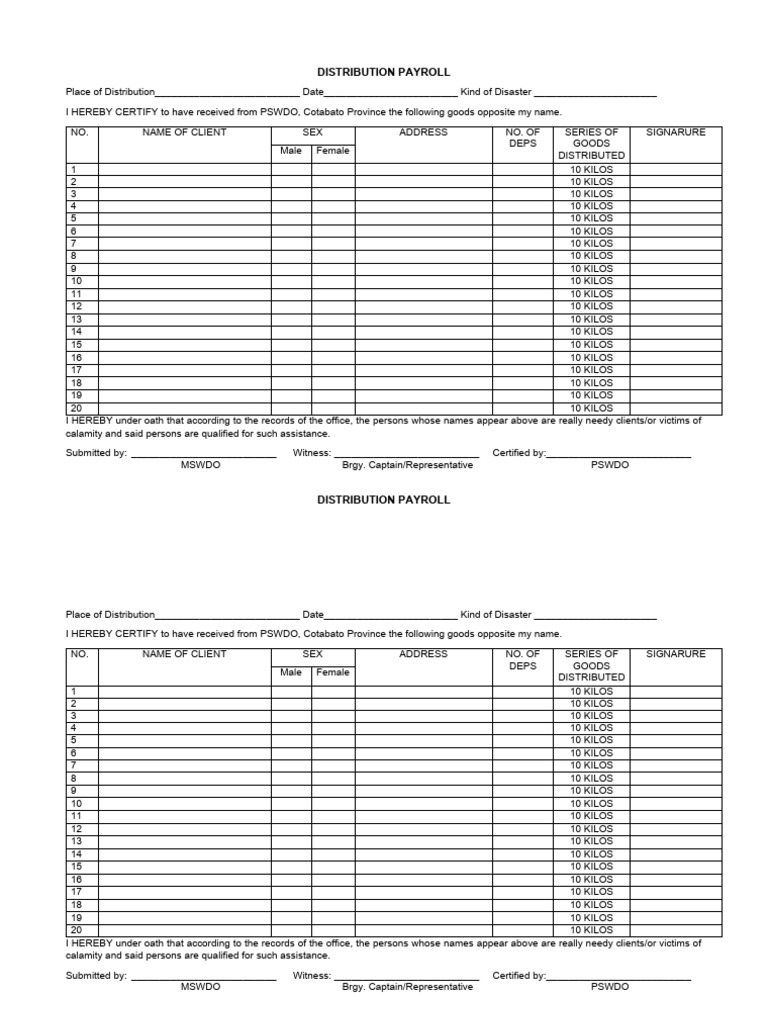 DISTRIBUTION PAYROLL | PDF