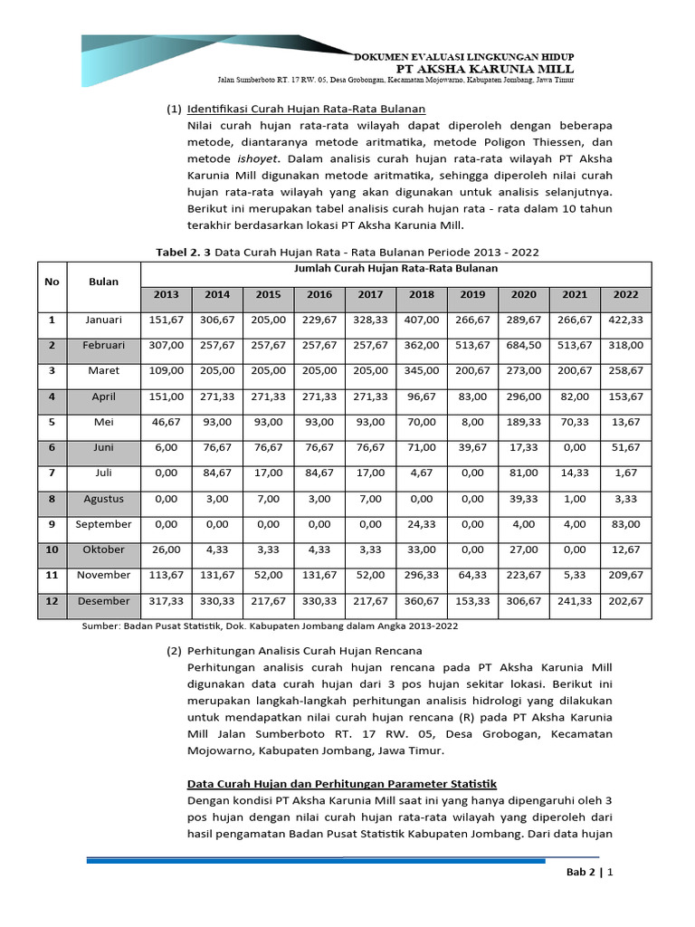 Contoh Perhitungan Curah Hujan | PDF