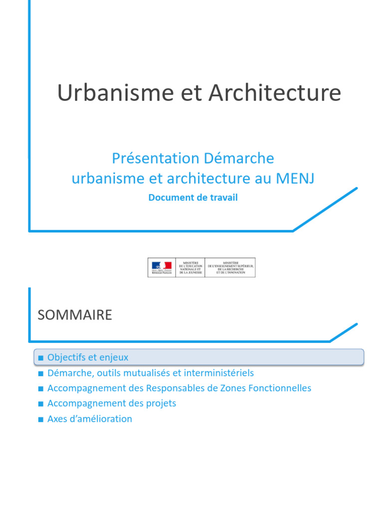 Urbanisme et Architecture au MENJ | PDF | Urbanisme | Système d'information