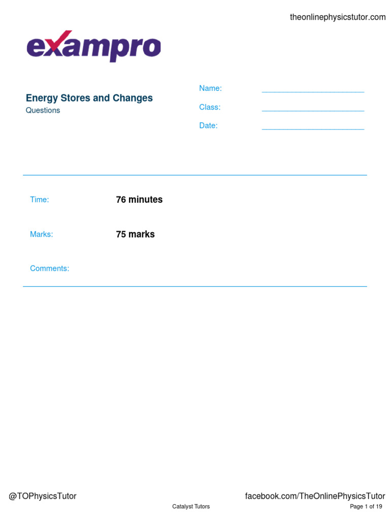 GCSE - AQA - Energy - Stores - and - Changes - QP | PDF | Potential ...