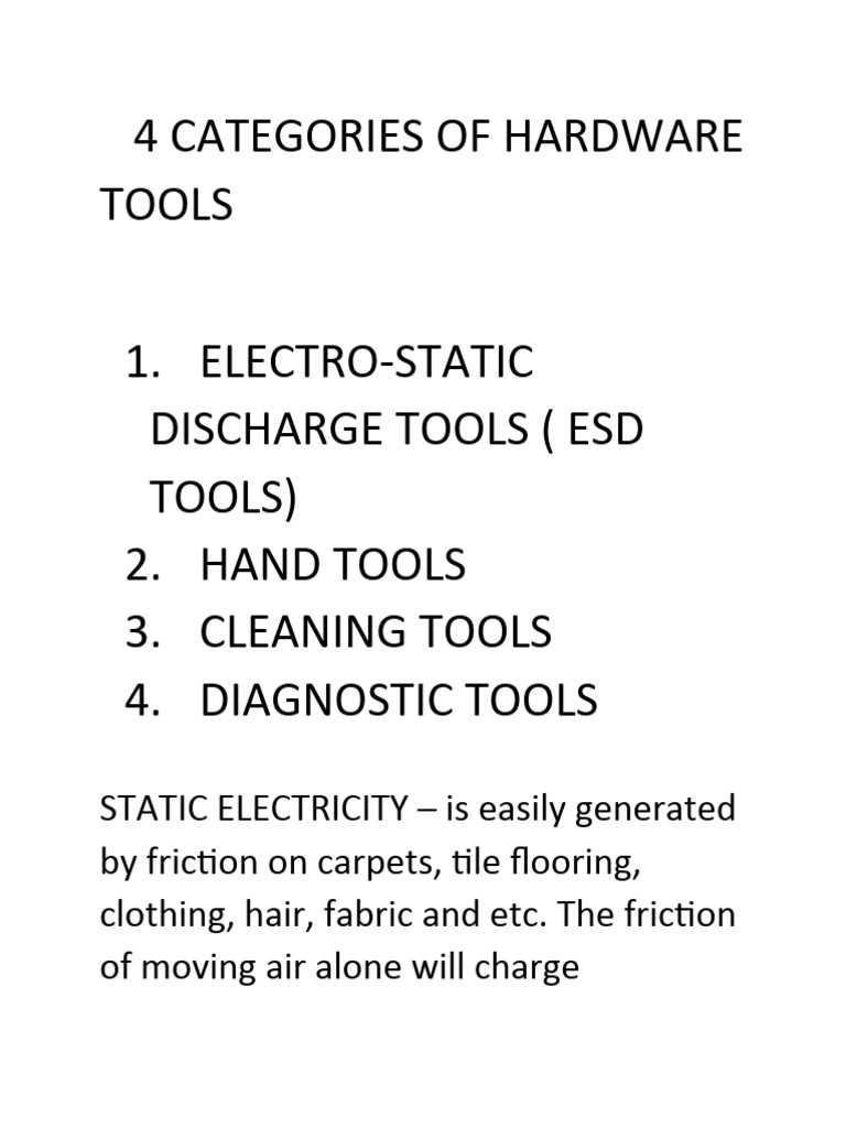 4 Categories of Hardware Tools | Download Free PDF | Electrostatic ...