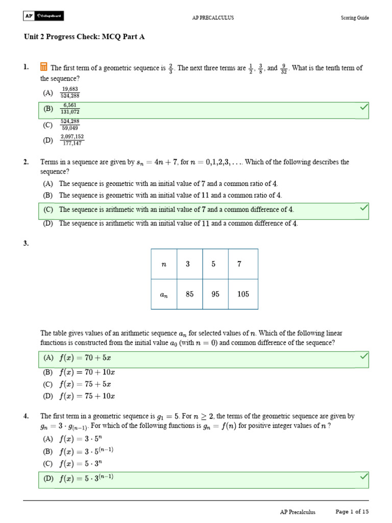 Progress Check Unit 2A MCQ Ans | PDF | Errors And Residuals ...