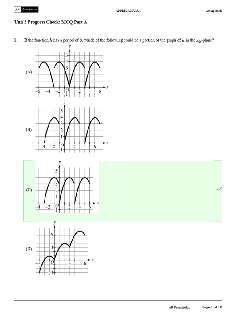 Progress Check Unit 3A MCQ Ans | PDF | Angle | Function (Mathematics)