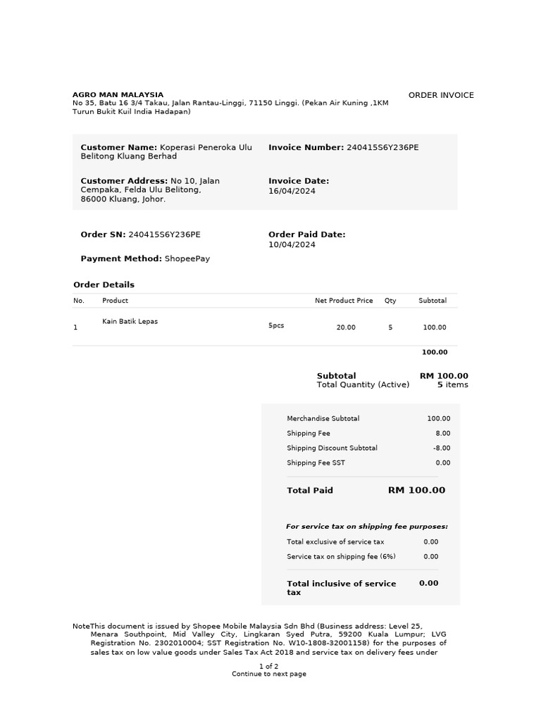 Food Invoice in Brown Beige Basic Style | PDF | Invoice | Business