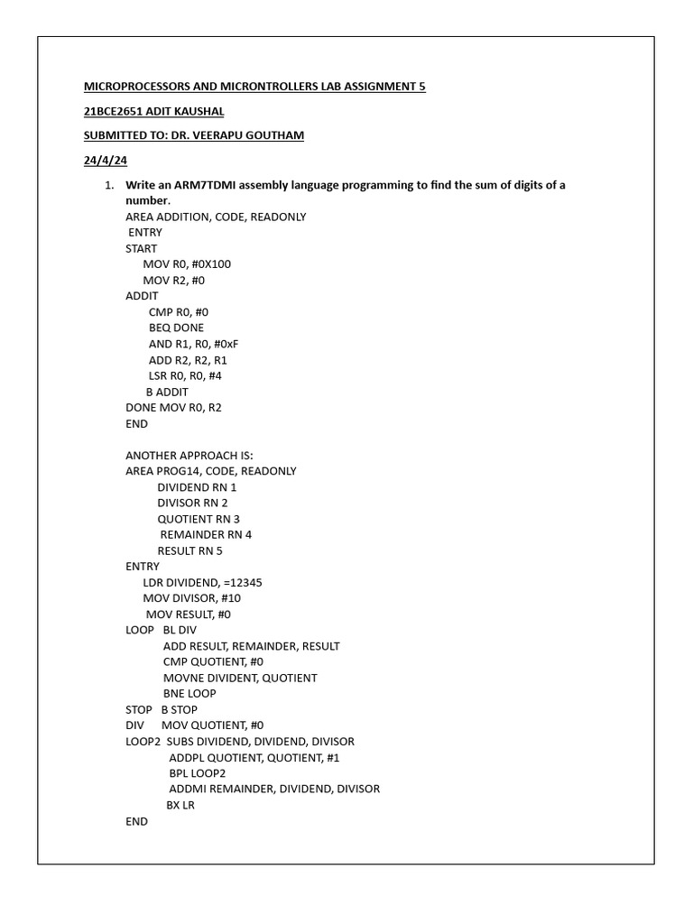 21bce2651 VL2023240505640 Ast05 | PDF | Division (Mathematics ...