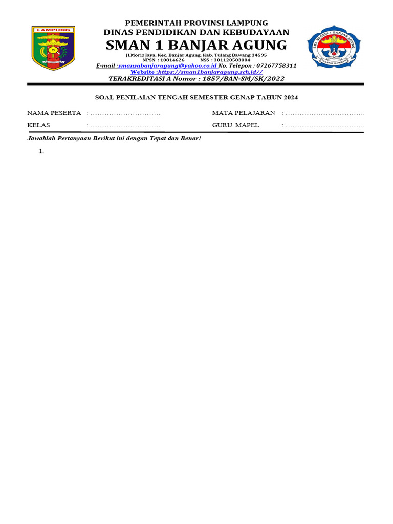 Format Soal STS Genap 2024 | PDF