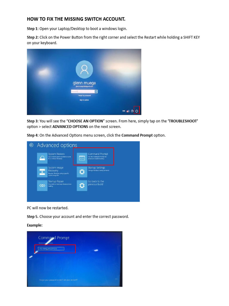 How To Fix The Missing Switch Account | PDF