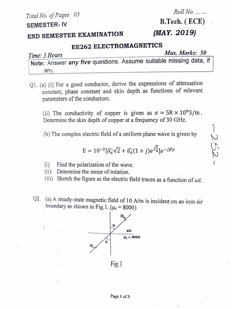 d9ac94f3EndSem 2019 | PDF | Waves | Electromagnetism