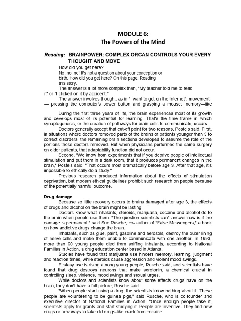 Module 6 | PDF | Lateralization Of Brain Function | Brain