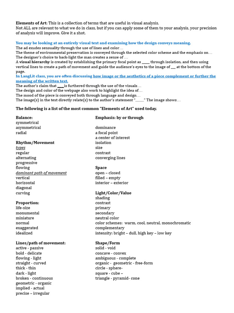 Visual Vocabulary PDF | PDF | Composition (Visual Arts) | Color