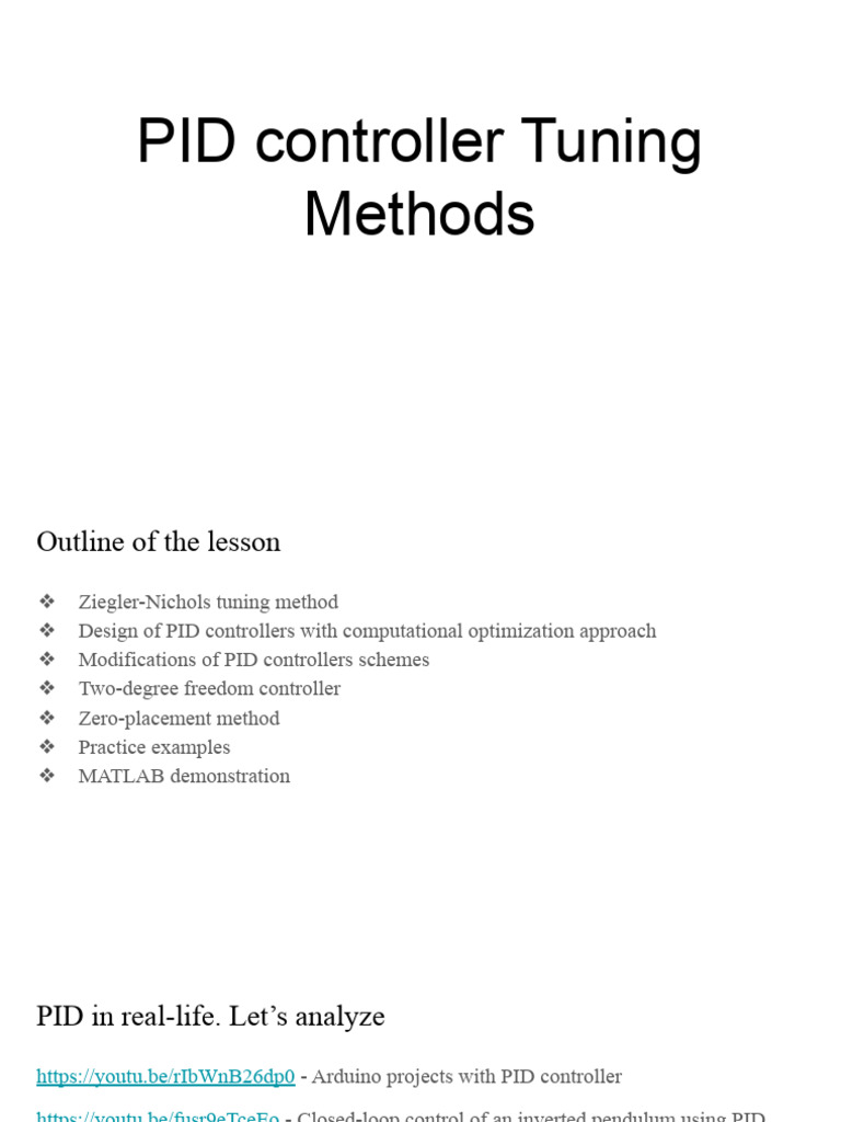 PID Control Tuning Methods and Intro To Nonlinear | PDF | Control ...