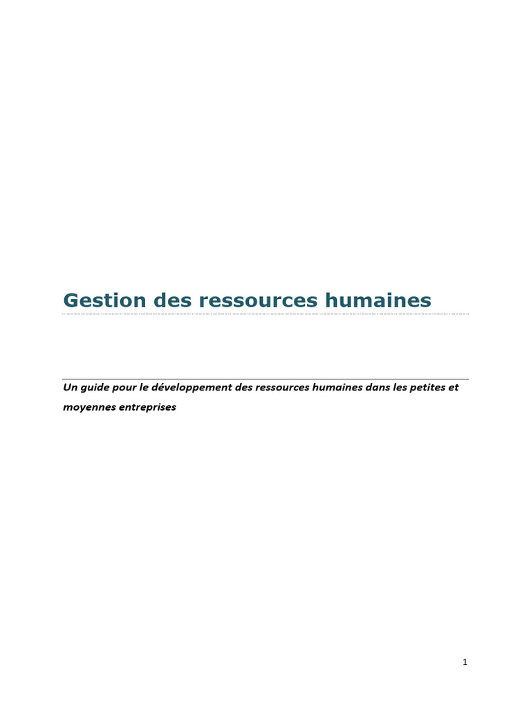 Guide de gestion des ressources humaines | PDF | Gestion des ressources ...
