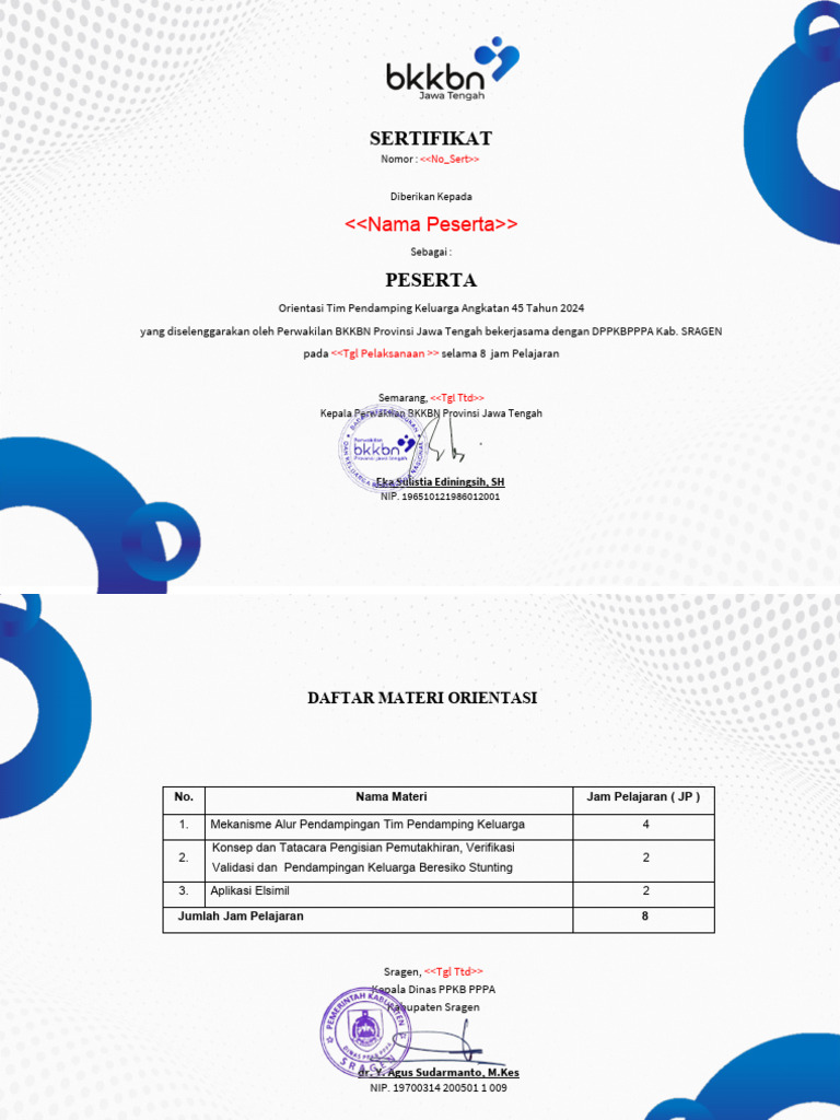 Konsep Sertifikat Orientasi TPK Tahun 2024 | PDF