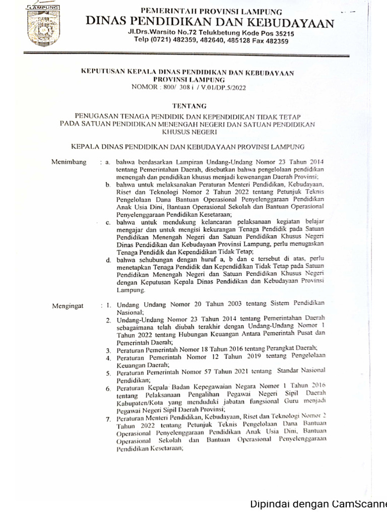 Legalisir SK Kadis 2022 | PDF