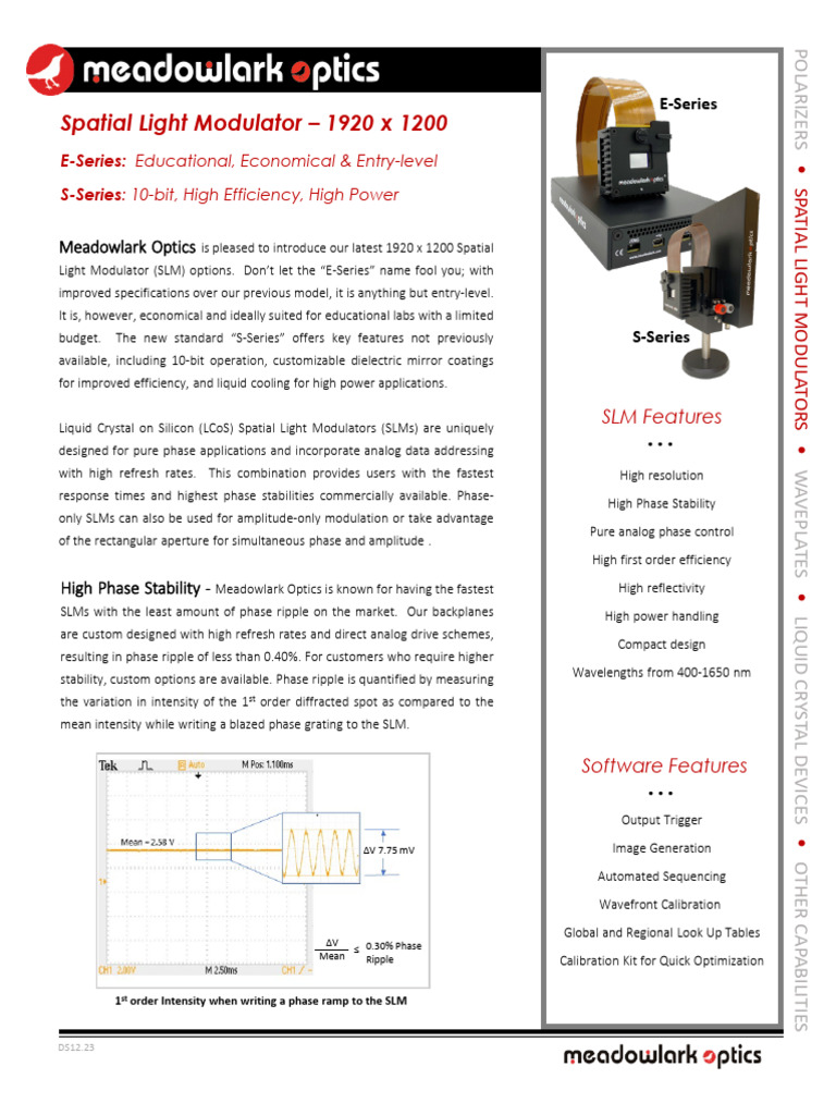 1920x1200 Spatial Light Modulators | PDF | Radiator | Mirror