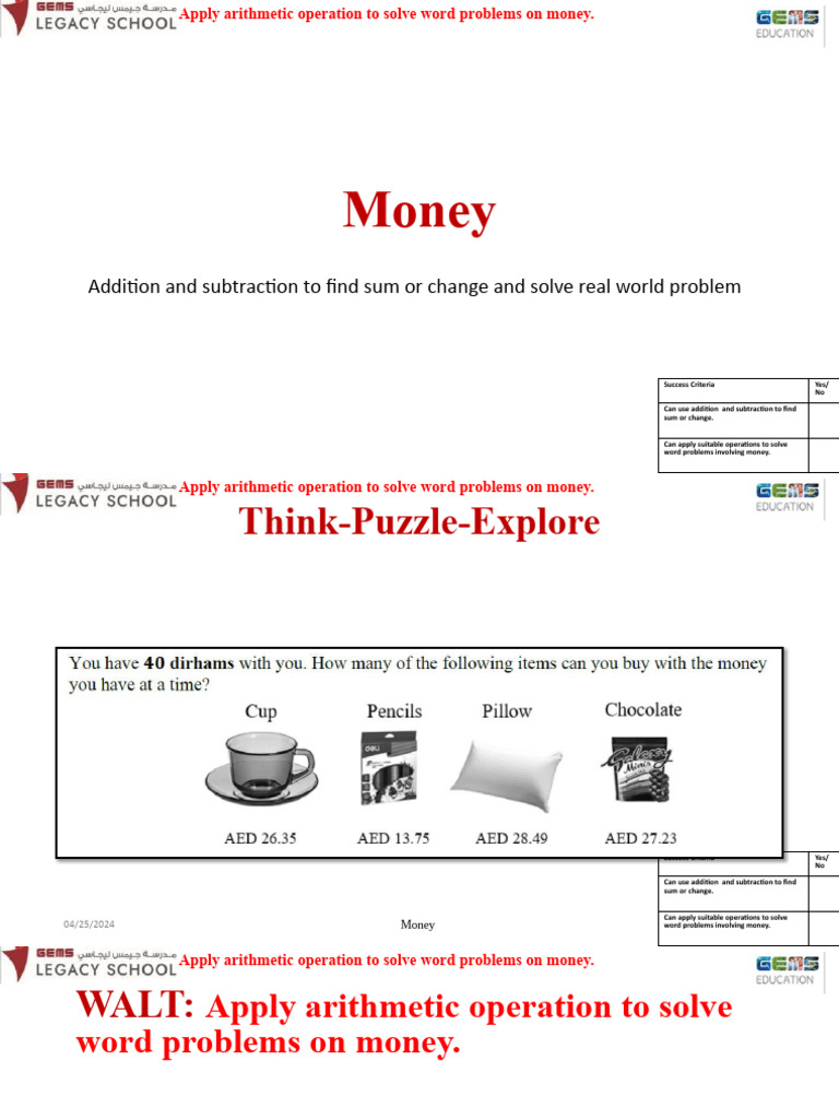 Money P2 Real World Problem | PDF | Foreign Exchange Market | Mathematics