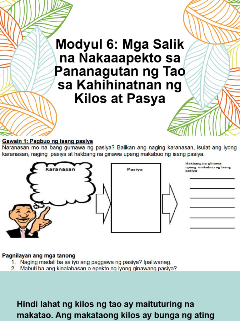 Modyul 6 Mga Salik Na Nakaaapekto Sa Makataong Kilos | PDF