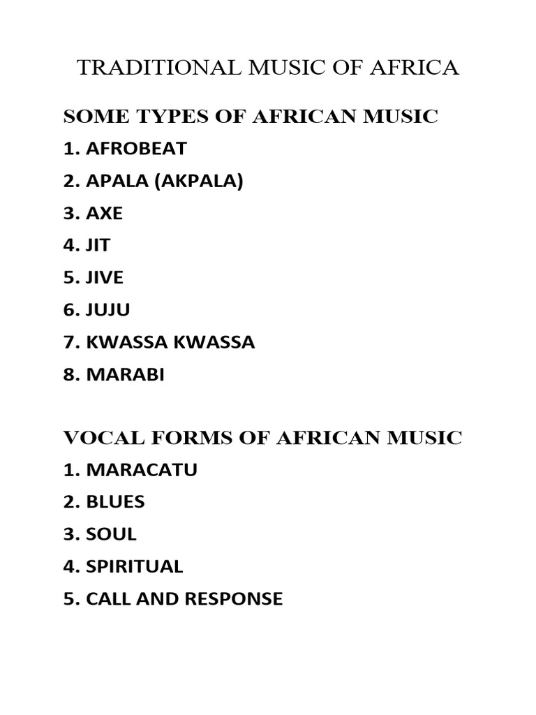 Traditional Music of Africa | PDF