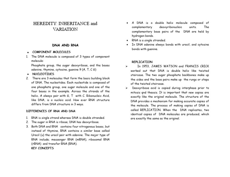 Science 10 Notes | PDF | Dna | Rna