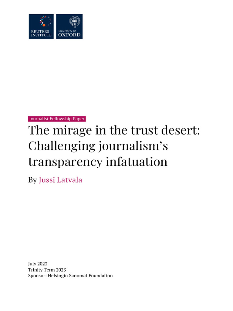 RIJS Fellows Paper Jussi Latvala TT23 FINAL 1 | PDF | Journalism | Transparency (Behavior)